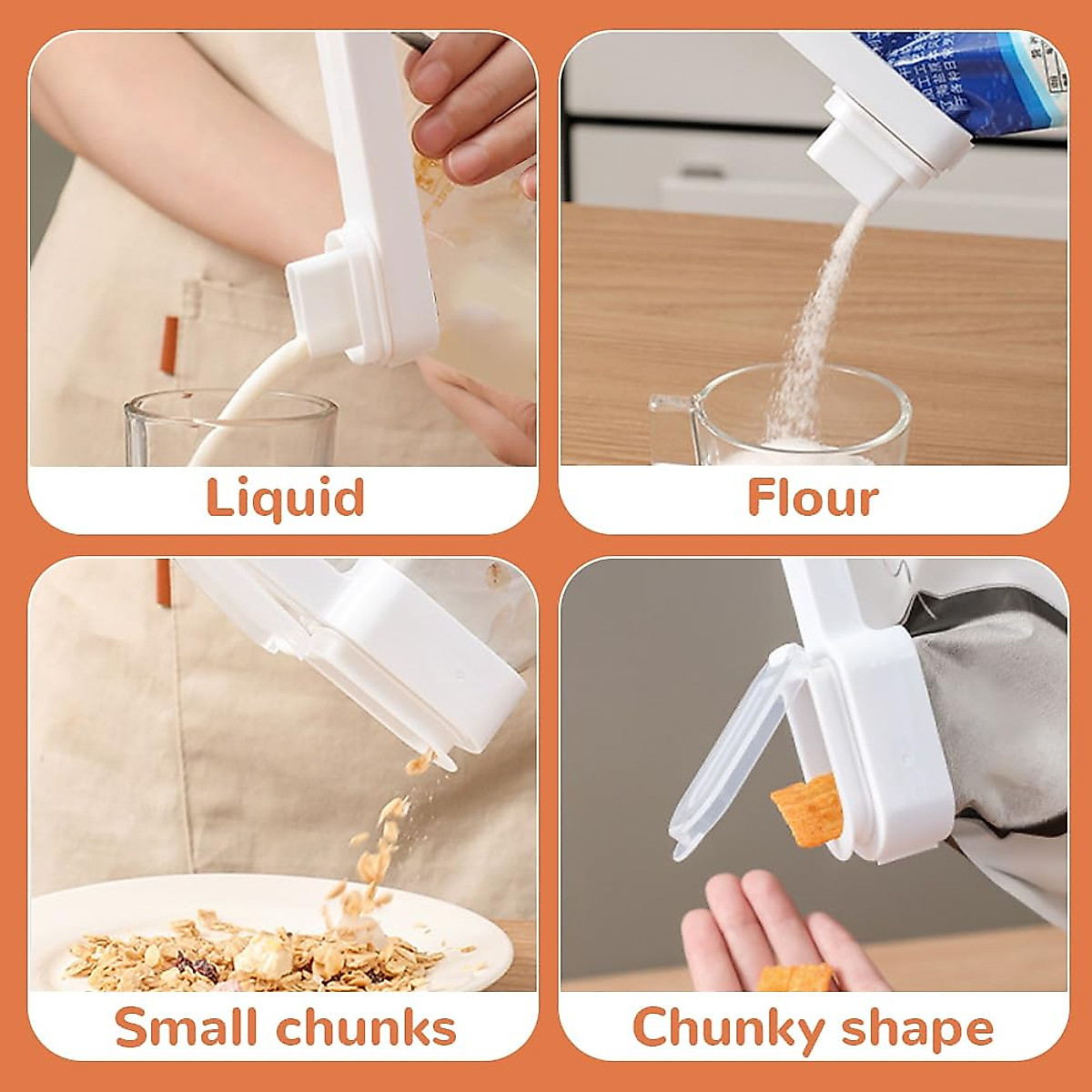 Food Bag Sealing Clip with Pour Spout, 2025 New Bag Clips with Pour Spout Seal and Pour Bag Clip, Upgrade Plastic Cap Sealer Clips Food Storage Organizer for Home Kitchen (A1#Small, 2PCS)