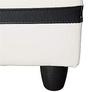 NOTOP 3-Piece Faux Leather L-Shaped Sectional Sofas, Button Tufted Upholstered Couch Set with Left Chaise Longue and Storage Ottoman, for Living Room, Home, Office, White Black