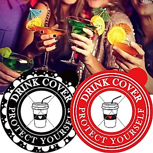 Alcohol Protection Drink Cup Cover Protector Stickers 4 Inch Disposable Drink Lid Stickers Adhesive Drinking Glass Cover Drink Protector for Drinks Protection 50 Pcs