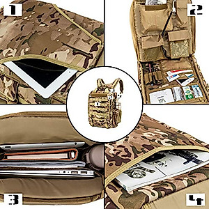 WolfWarriorX Lightweight Business Durable Computer Notebook Backpack MOLLE System Multi-function Military Tactical Water Resistant Laptop Backpacks for Men, Women (Multicam)