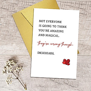 Qiliji Funny Encouragement Card for Men Women, Support Card for Friend, Affirmation Card for Sister Brother, Thank You Card, Not Everyone Think You're Amazing And Magical