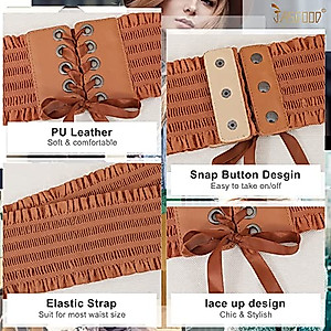 JASGOOD Women Wide Elastic Lace-up Waist Belt,Tied Costume Corset Waist Belt for Dress