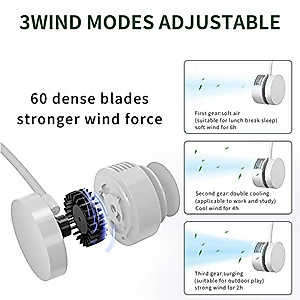 DONGDO Personal Neck Fan Bladeless Werable Fans Portable Rechargeable, AC Neck Air Conditioner can Blow Aromatherapy, 3 Speed 360° Adjustment Hanging Neck Fan Around Your Neck for Cold Air, White