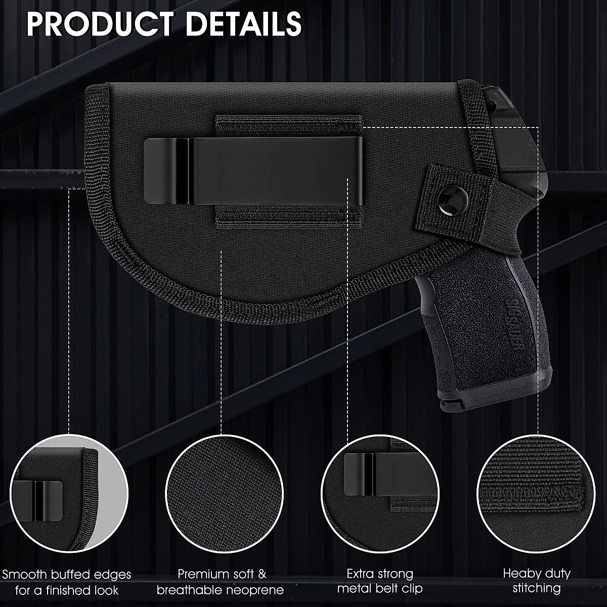 2 Pack Gun Holster, Concealed Carry Holsters for Women Men, Universal Holster for Pistol, IWB Holster for Most Compact Subcompact P365 P938 Glock 19 26 27 43 Taurus G3C SCCY CPX-2 M&P Shield 9mm