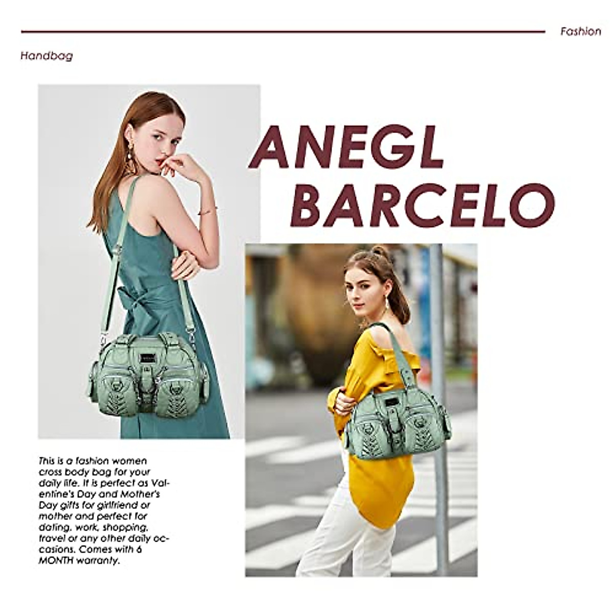Angel Barcelo Purses and Handbags Women Tote Shoulder Bag Top Handle Satchel Hobo Bags Fashion Washed Leather Purse Green
