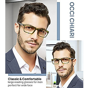 OCCI CHIARI Blue Light Blocking Glasses for Men Readers 0 1.0 1.25 1.5 2 2.25 2.5 3 3.5 4.0 5.0 6.0 ( Green Demi , 2.25 )