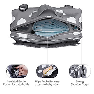 Small Diaper Bag, Stroller Organizer Bags for Baby with Insulated Pocket, Stroller Hooks and Adjustable Strap,Universal Mini Diaper Tote Bags Fit All Strollers, Gray
