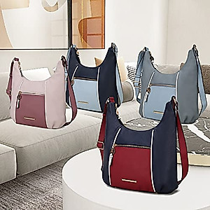 MKF Collection Shoulder Bag for Women, Vegan Leather Hobo Handbag, Crossover Color-Block Purse