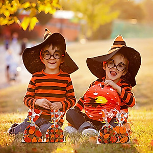 JOICEE 120PCS Fall Cellophane Bags, Maple Leave Cellophane Treat Candy Bags with Twist for Thanksgiving Halloween Party Favor…