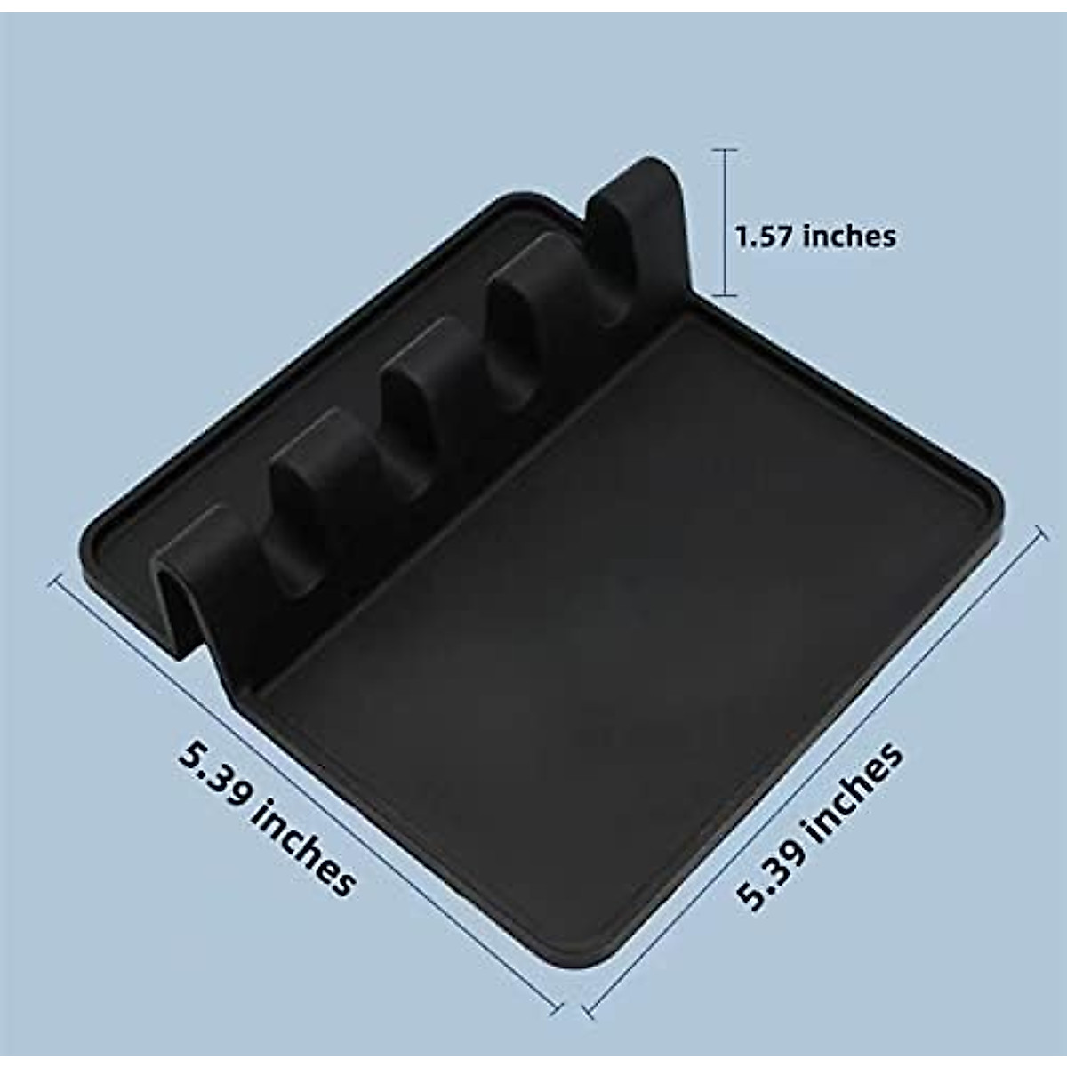 TEELOR Silicone Utensil Holder with Drip Pad, Heat Resistant, BPA Free Utensil Holder and Spoon Holder for Kitchen Counter, Kitchen Utensil Holder for Spoon, Long Handle, Tongs, Etc. (Black)