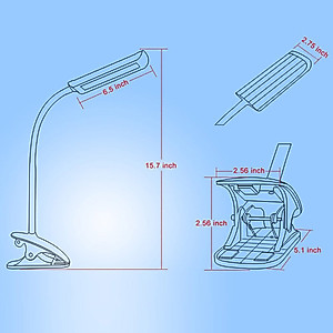 KEDSUM 7W Dimmable LED Clip on Lamp, Flexible Gooseneck Clip on Reading Light with 3-Level Dimmer, Touch-Sensitive Control Panel, Clamp Lamp for Desk
