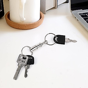 KALIONE 4 Sets Quick Release Detachable Keychain, Swivel Pull Apart Key Chain, Mini Detachable Keychain Rings with 4 Stainless Steel Key Rings for Home Office Outdoor Accessory Supplies(Silver)