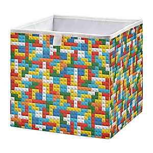 Kigai Building Blocks Storage Bins Cube Foldable Storage Baskets Bin Waterproof Home Organizer with Handles Basket for Toy Nursery Blanket Clothes, 11x11x11 Inch