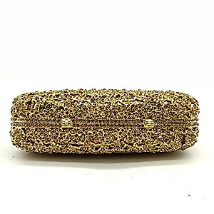 Evening Minaudiere Women Crystal Clutch Bags Top-Handle Metal Diamond Wedding Party Cocktail Tote Handbag (F)