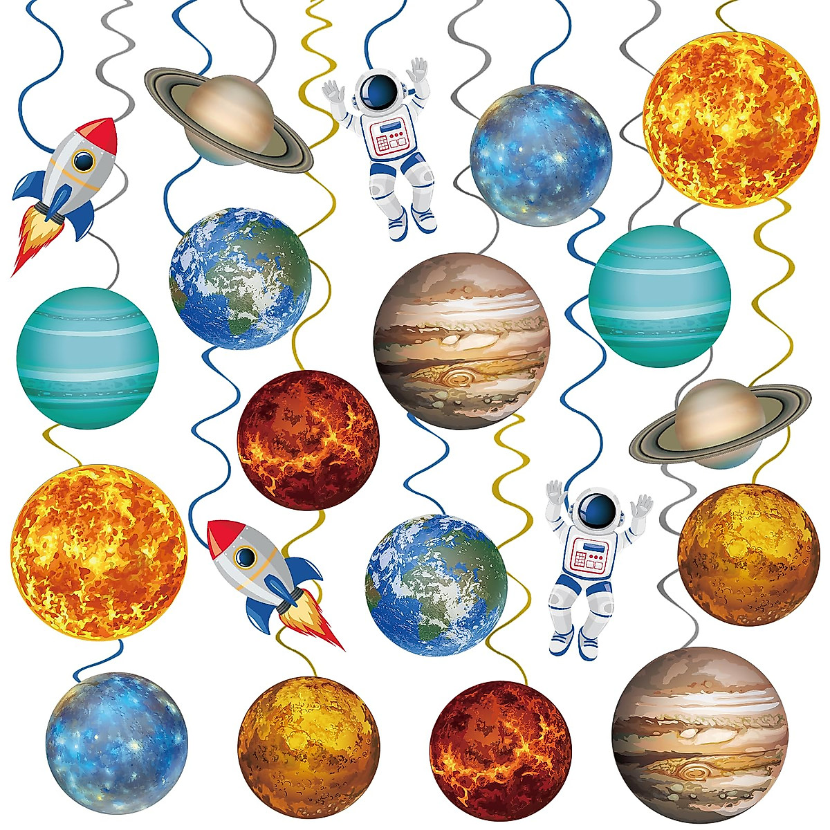 40 Pieces Solar System Hanging Swirl Decorations, Outer Space Party Ceiling Hanging Swirls Space Themed Party Swirls Streamers for Space Themed Birthday Baby Shower Party Decor Supplies