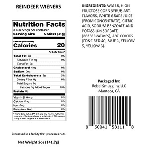 Reindeer Wieners Candy Wax Sticks- Funny Christmas Stocking Stuffers and White Elephant Gifts by Inspired Candy, 5oz Bag