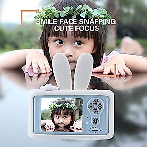 Kids Camera with White Rabbit Protective Case, 2 Inch HD Screen Camera for Kids, Children’s Selfie Camera, Multifunction Camera Including 16G Memory Card(Blue)