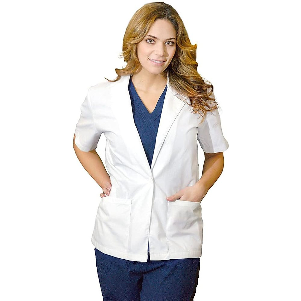 Medgear Women's Short Sleeves Lab Coat, White