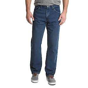 Wrangler Authentics Men's Classic 5-Pocket Relaxed Fit Cotton Jean, Dark Stonewash, 42W x 32L