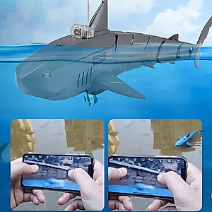 Simulation Rc Mechanical Fish Boat,Mobile Phone Handle Dual Remote Control with Camera Racing Boat,RC Boat Electric Water Toy Gifts for Adults and Boys