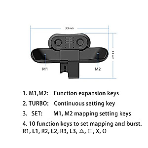 PS4 Controller Paddles, Durable PS4 Back Button Attachment Support for TURBO Burst function, Back Button Attachment/Turbo Function FPS, for PS4 controller