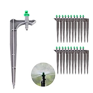 Garden Irrigation System, Adjustable Irrigation Dripper 20Pcs/Bag Irrigation Dripper with Ground Insert Fruit Tree Drip Irrigation Emitters for 1/4" Drip Irrigation Tubing(180 Degrees with Plunger)