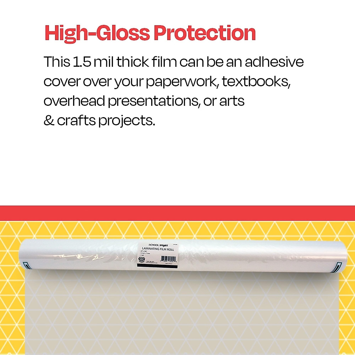 School Smart - 1277258 Laminating Film 1.5 Mil Roll - 25 inch x 200 Foot - 1 inch Core