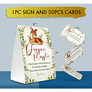 Tesedupoole Diaper Raffle Sign, Woodland Forest Animals Insert Ticket, Baby Showers Decorations, Card for Baby Shower Game to Bring a Pack of Diapers