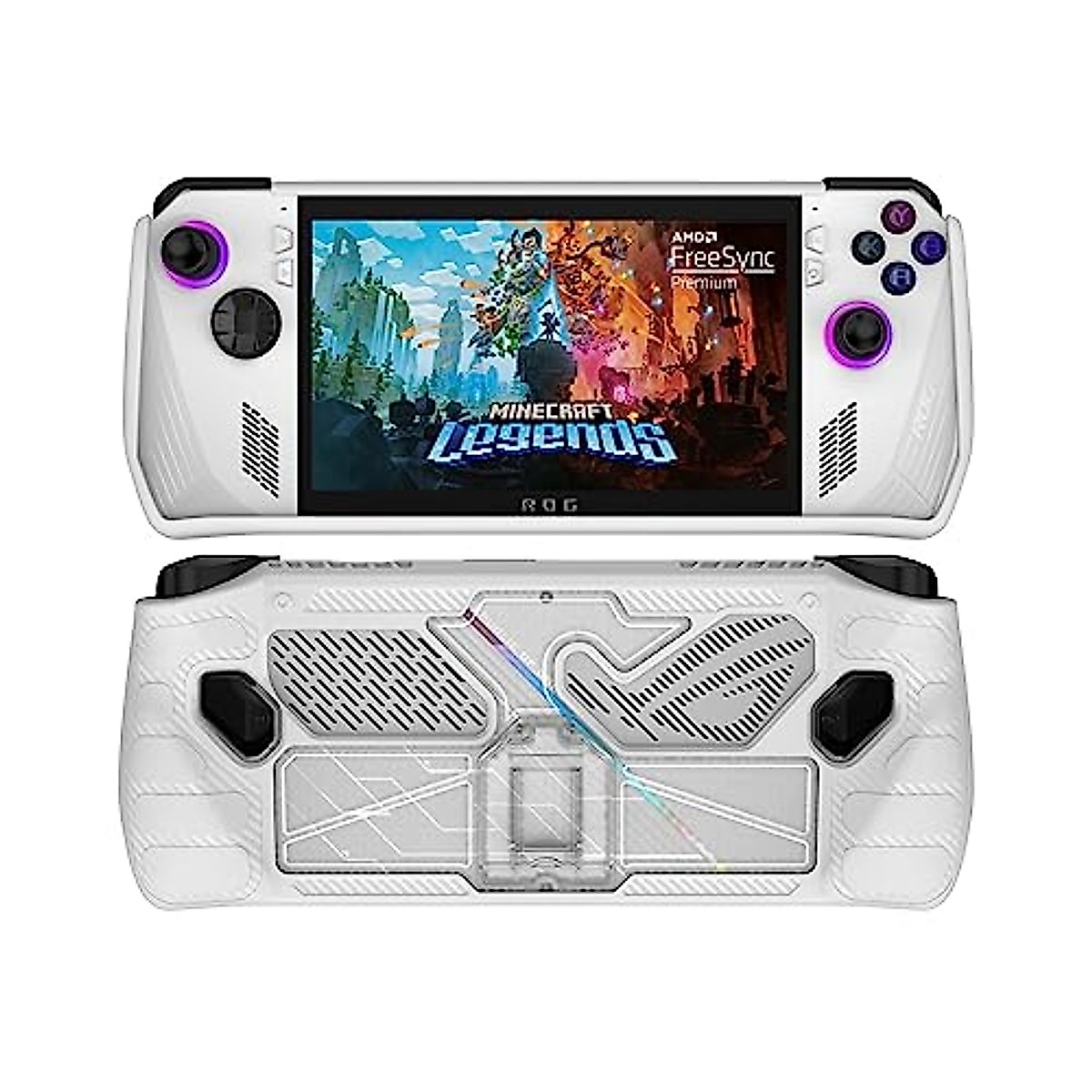 Yebowe Protective Case with Foldable Kickstand for ASUS Rog Ally 2023, Full Body Shockproof Protector Case Cover with Stand Non-Slip Handheld Game Console Skin for Rog Ally Accessories, White