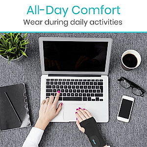 Vive Wrist Brace - Carpal Tunnel Hand Compression Support Wrap for Men, Women, Tendinitis, Bowling, Sports Injuries Pain Relief - Removable Splint - Universal Ergonomic Fit (Black, Right)