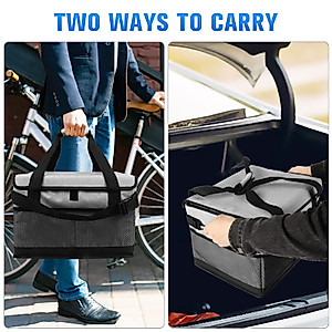 Feestars Large Grill Caddy with Lid and Paper Towel Holder for Picnic, Collapsible& Insulated BBQ Accessory Organizer, Easy Carry Griddle Caddy for Picnic/Barbecue Utensil/Camping/Tailgating