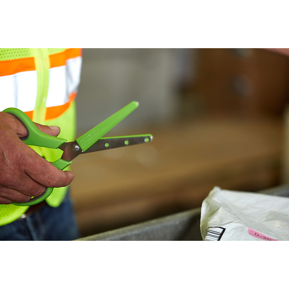 Riteknife SO300 Safety Scissors, Ambidextrous, Large Finger Holes, Soft Grip Maximizes Comfort, Blunted Tip, Guarded 3.5” Stainless Steel Safety Blades Minimizes Puncture Risk, Safe Enough For A Kid