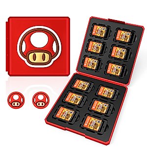 UFOPETIE Game Card Case Storage Box for Switch Game Cards Mario Games Up to 12 Games,for Nintendo Switch Game Card Case Cube for Nintendo Switch Game Storage Box Mario Mushroom