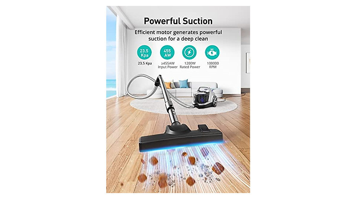Aspiron 1200W Canister Vacuum Cleaner - Powerful & Efficient