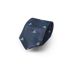 Small Square & Compass Masonic Neck Tie - [Blue & White]