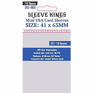 Sleeve Kings Mini USA Card Sleeves (41x63mm) - 110 Pack, 60 Microns