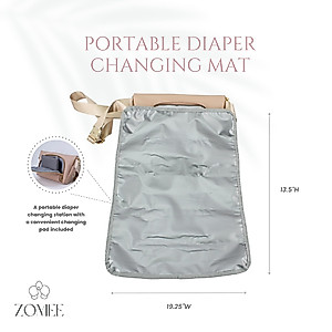 Zomee Multi-Functional Fanny Pack for Wearable Breast Pumps and Portable Diaper Changing Mat- Eco-Friendly and Stylish (TAN)