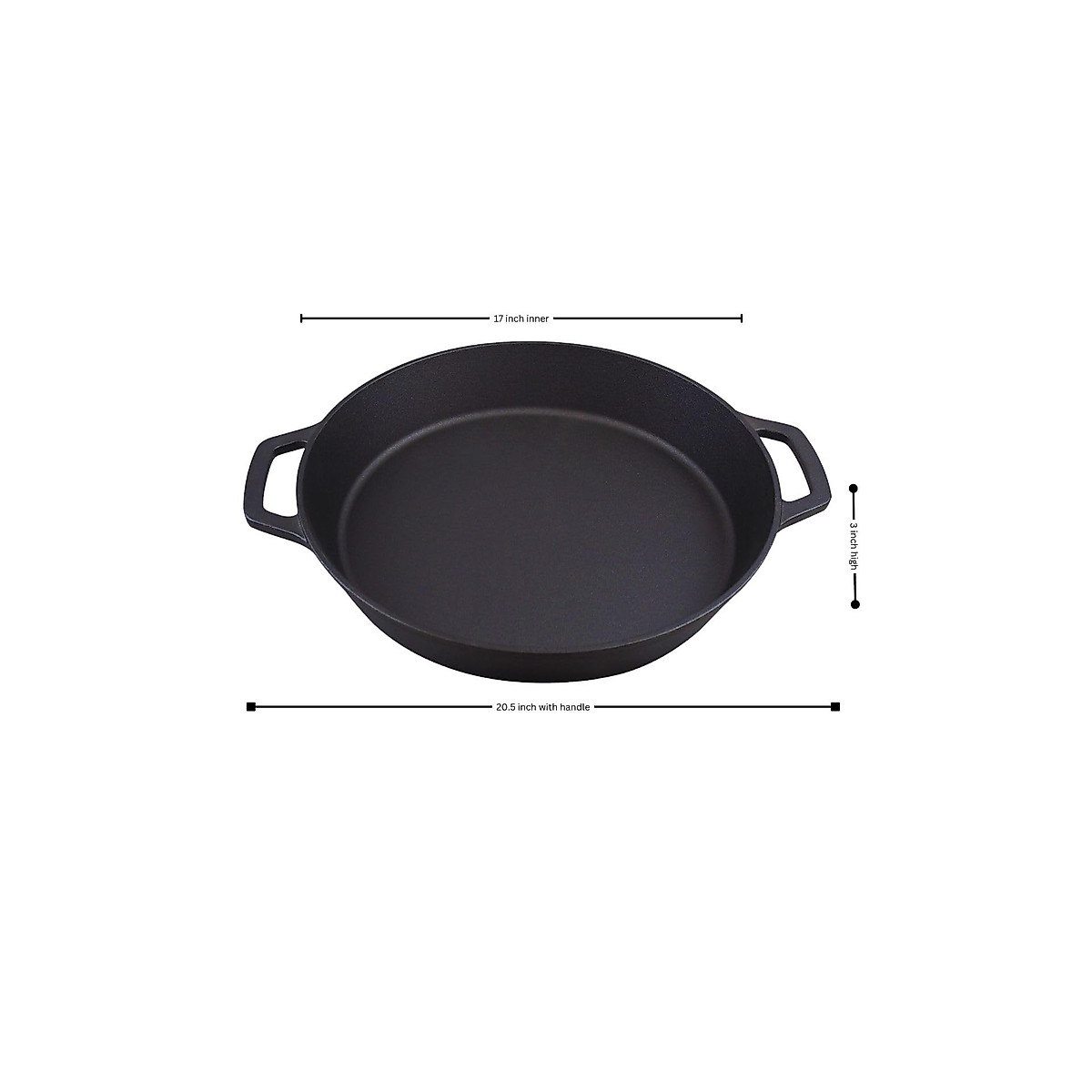 Home VSS Large Pre-Seasoned Cast iron Skillet 17" Dual handle,Commercial grade Outdoor Camping cooking tool,Pizza, Frying pan can use on Open fire,Grill,Stovetop,Induction,Oven.