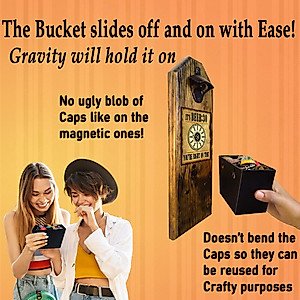 Beer Thirty Wall Mounted Bottle Opener and Cap Catcher- Handcrafted by a Vet - 100% Solid Pine, 3/4" Thick - Rustic Bottle Opener Sign and Bucket - Unique Gift that's Useable for Years!