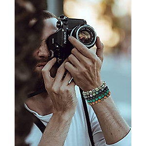 BOMAIL 5PCS Semi-Precious Gemstone Bracelet - Healing Crystal Stone Beaded Bracelets for Women Men 8mm Round Beaded Stretch Bracelets Unisex Stress Relief Yoga Bracelets Gifts