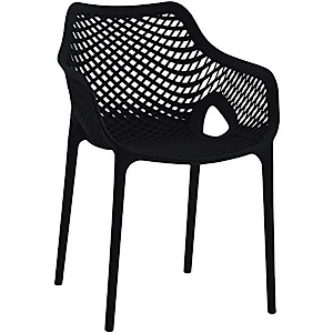 Meridian Furniture 329Black Modern | Contemporary Patio Dining Chair with Polypropylene Plastic, Weather Resisting for Indoor or Outdoor Use, Set of 4, 22.5" W x 24.5" D x 31.5" H, Black