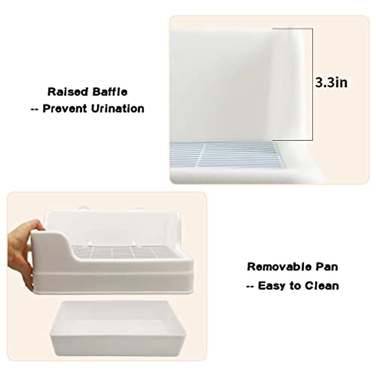 BNOSDM Bunny Litter Box with Grid Dwarf Rabbit Cage Potty Trainer Corner Toilet Small Animal Litter Pan Bedding Box Plastic Detachable Tray for Chinchillas Hedgehogs Ferret Guinea Pigs