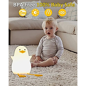 Attivolife Duck Night Light for Kids, Cute Animal Silicone Lamp Touch Control + Dimmable + Timer, USB Rechargeable LED Feeding, Bedside Bedroom Decor Birthday Gifts for Toddler Baby Women