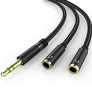 KOOPAO 3.5mm Headphone Jack Splitter, Headphone 3.5 mm Aux Audio Jack Splitter, Audio Sharing Y Cable, Equal Copy Audio from 1 Male Jack to 2 Female Port for Cellphone Laptop Friends Movie Kid Travel