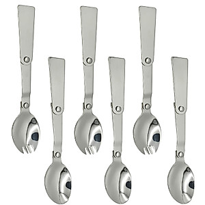 Maydahui Folding Spoon and Fork SUS 18/10（304）Stainless Steel Salad Spork Portable for Thermos and Travel (Pack of 6)