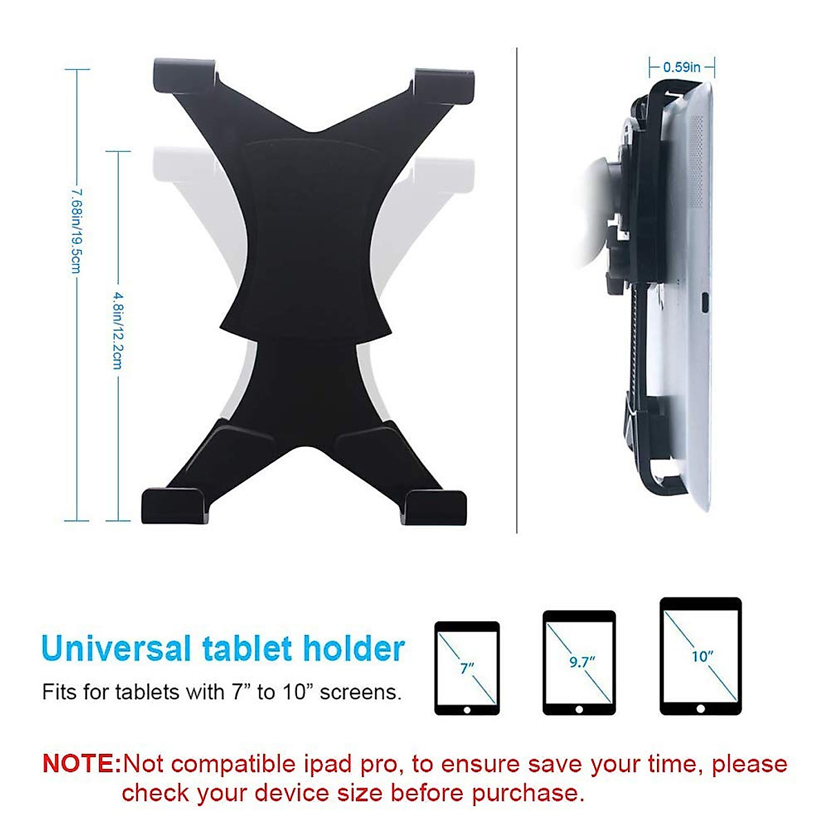 Car Tablet iPad Holder Mount, Suction Cup Tablet Holder Stand for Car Windshield Dash Desk Kitchen Wall Compatible with iPad Mini Air Samsung Galaxy Tab A S Series All 7-10 inches Tablet