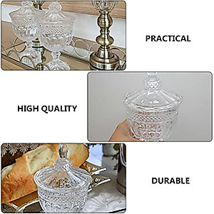 Cabilock Crystal Candy Jar Glass Candy Dish with Lid Biscuit Barrel Decorative Sugar Bowl Cookie Jar for Home Party Decor