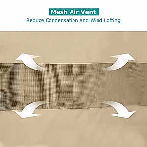 SunPatio Waterproof Patio Sofa Covers, Heavy Duty Outdoor Furniture Covers, Deep Seated Loveseat Covers with Air Vent/Closure Straps/Drawstrings, All Weather Protection, 60" L x 40" W x 32" H, Beige