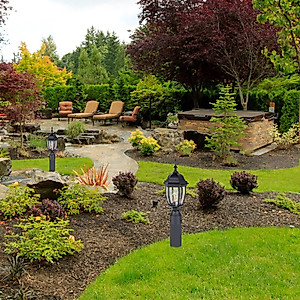 Yeuloum Outdoor Post Light Pole Lantern Lighting Fixture with One E26 Base Max 100W, Aluminum Housing Plus Glass, 2-Pack (Black Finish)