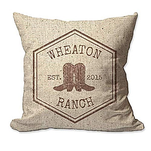 Pattern Pop Personalized Rustic Ranch Textured Linen Throw Pillow Cover - 17X17 Throw Pillow Cover (NO Insert) - Decorative Throw Pillow Cover